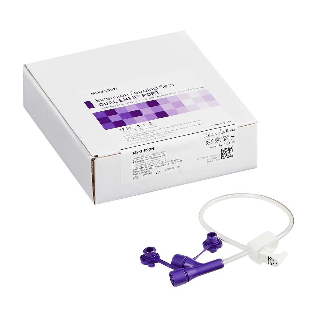 Enteral Feeding Extension Set McKesson 12 Inch, Enfit, Y-Port, Right ...